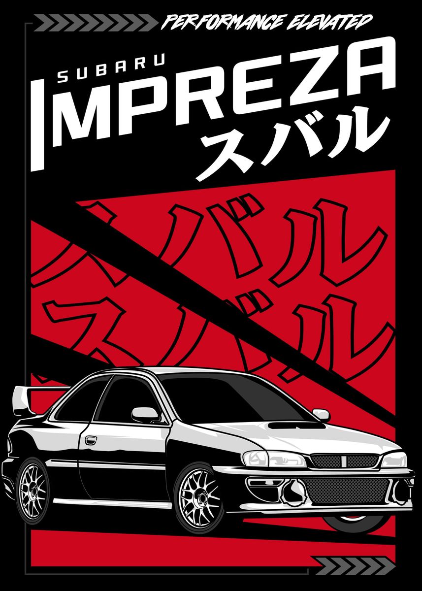 'Subaru Impreza' Poster, picture, metal print, paint by Iqbal harris ...
