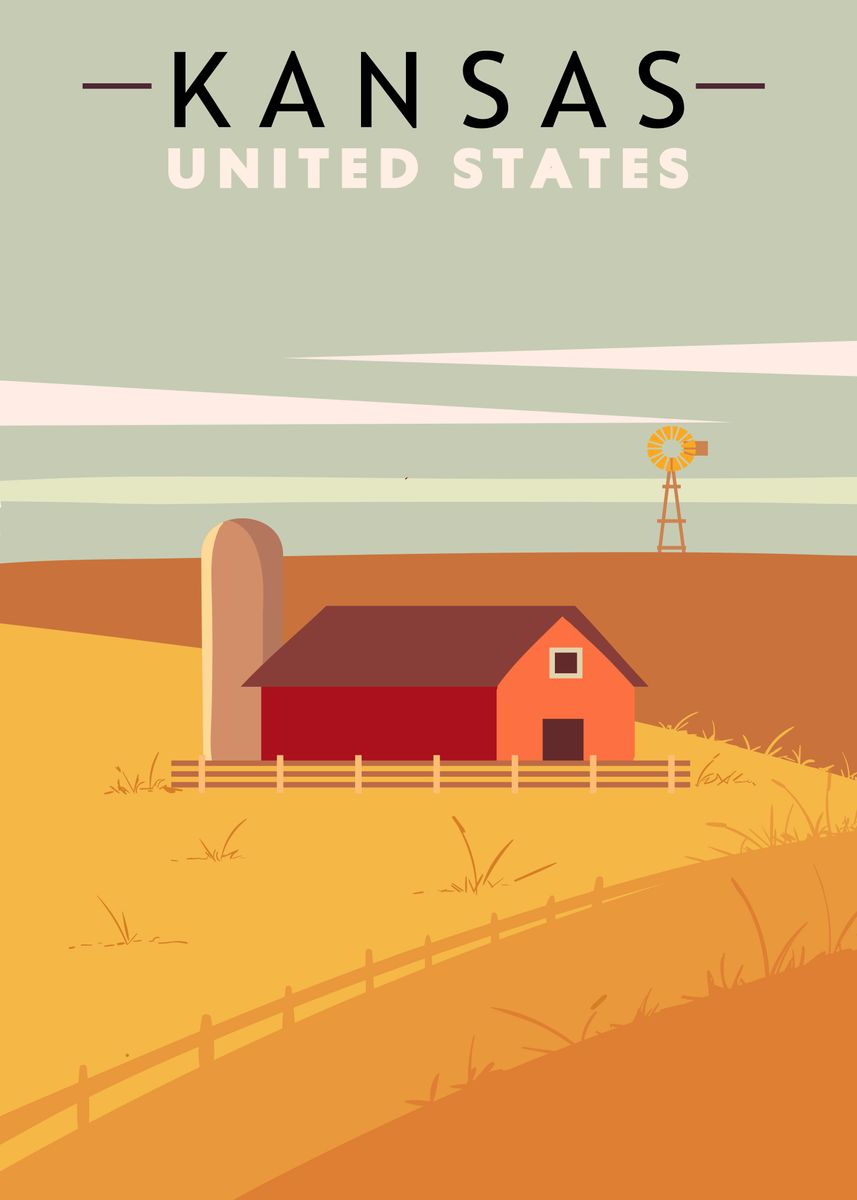 'USA Kansas Travel' Poster, picture, metal print, paint by Le Thi Thu ...