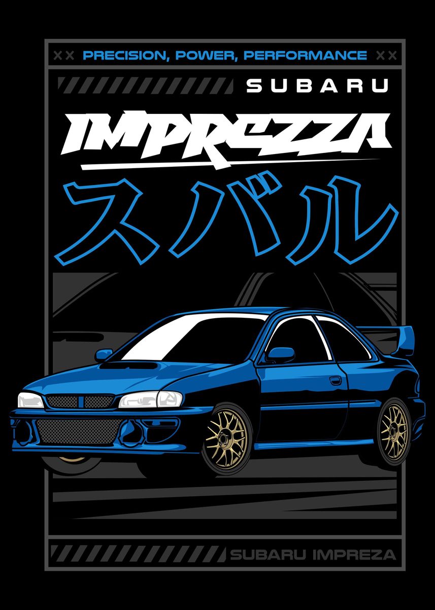 'Subaru Impreza' Poster, picture, metal print, paint by Iqbal harris ...