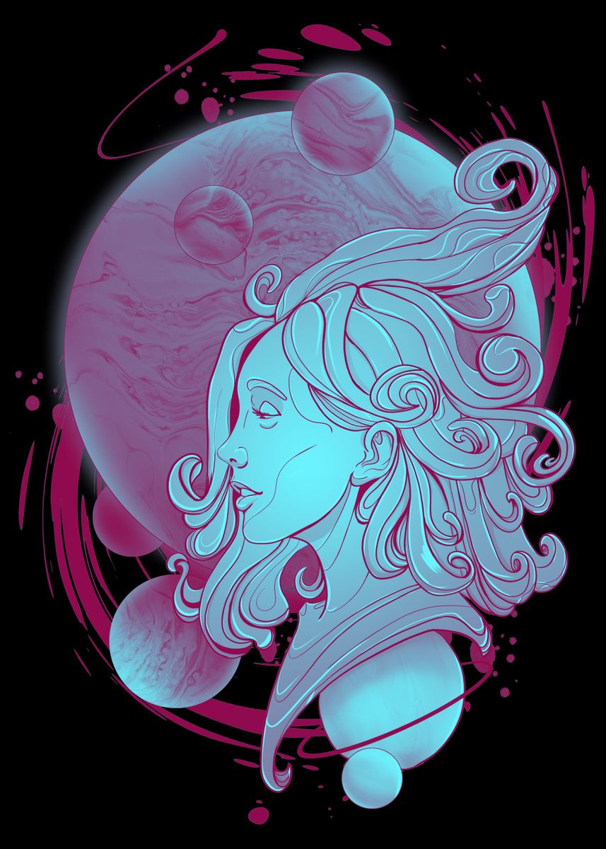 'Planet Space Girl' Poster by Atanas Popovski | Displate