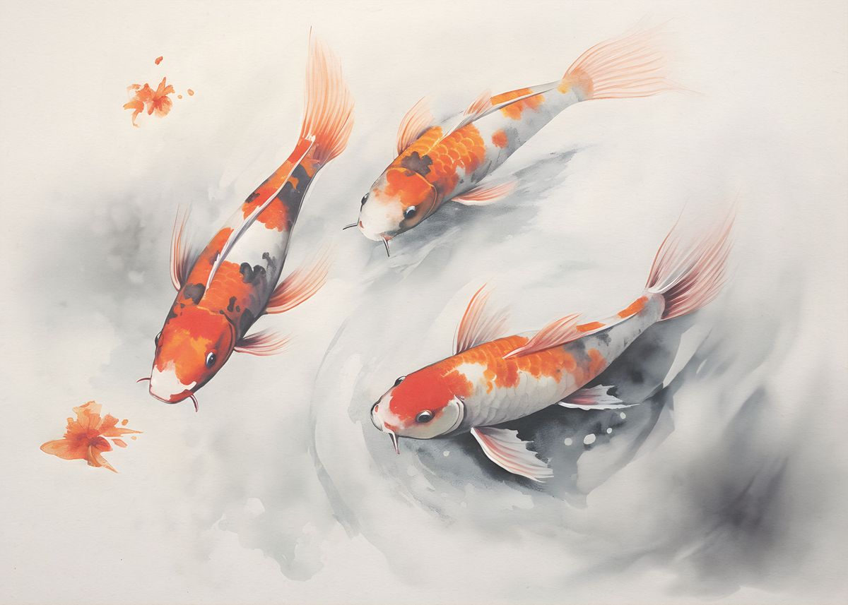 'Koi Fish Japan Zen Calming' Poster by Star | Displate