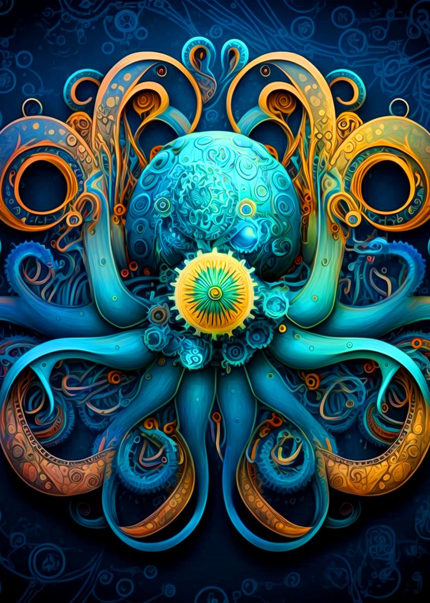 'Octopus' Poster, picture, metal print, paint by Dare Neil | Displate