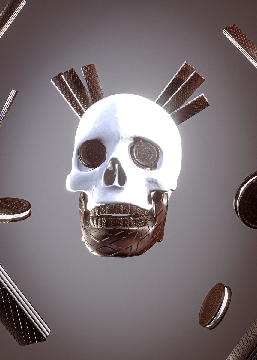 'Skull Oreo' Poster, picture, metal print, paint by Techonalta | Displate