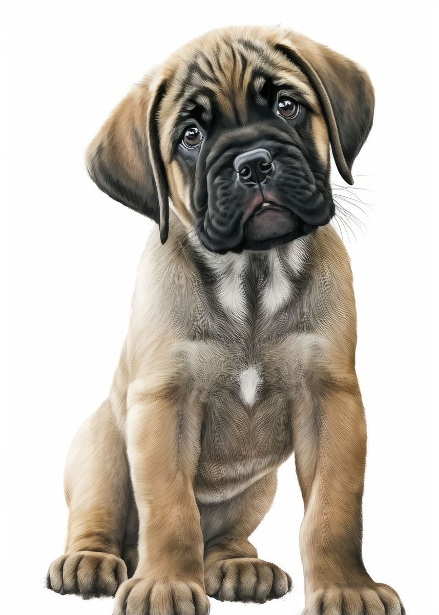 'English Mastiff Dog 02' Poster, picture, metal print, paint by Aloke ...