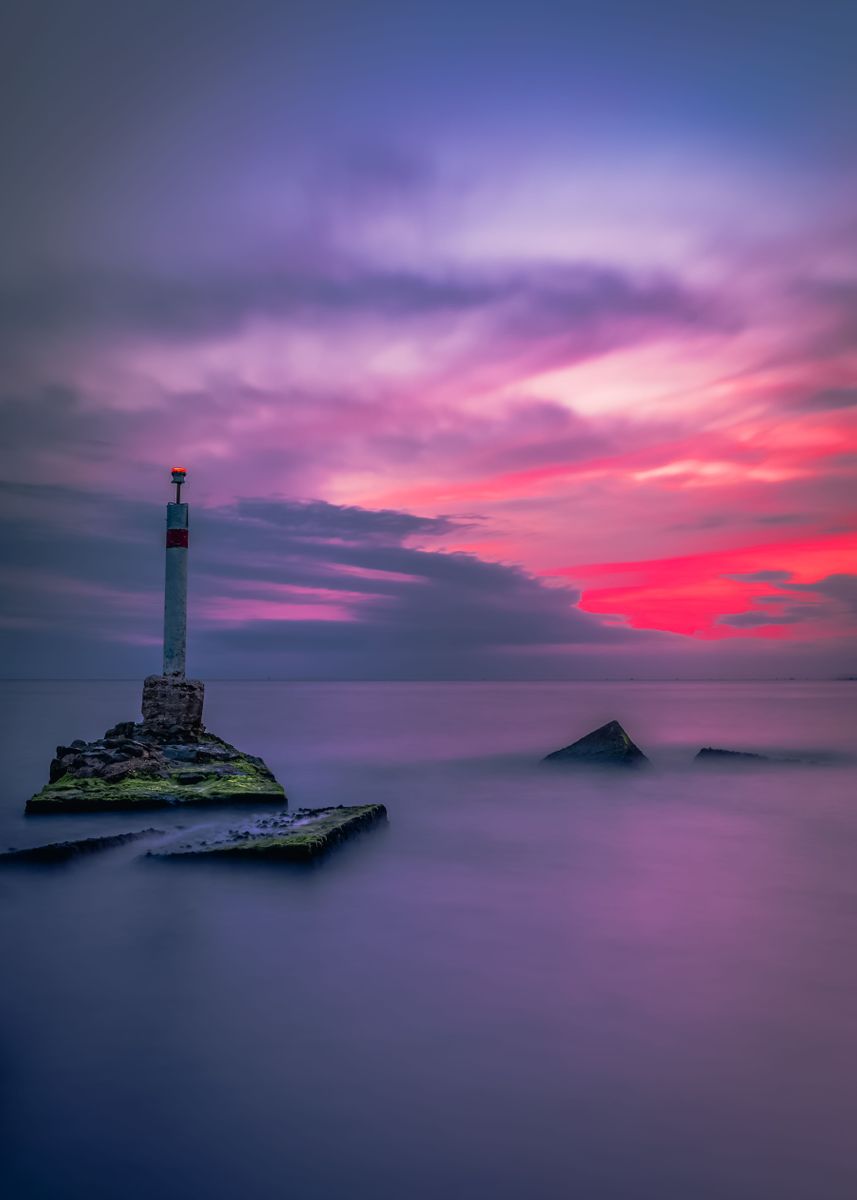 'Lighthouse Blue Hour' Poster, picture, metal print, paint by ...