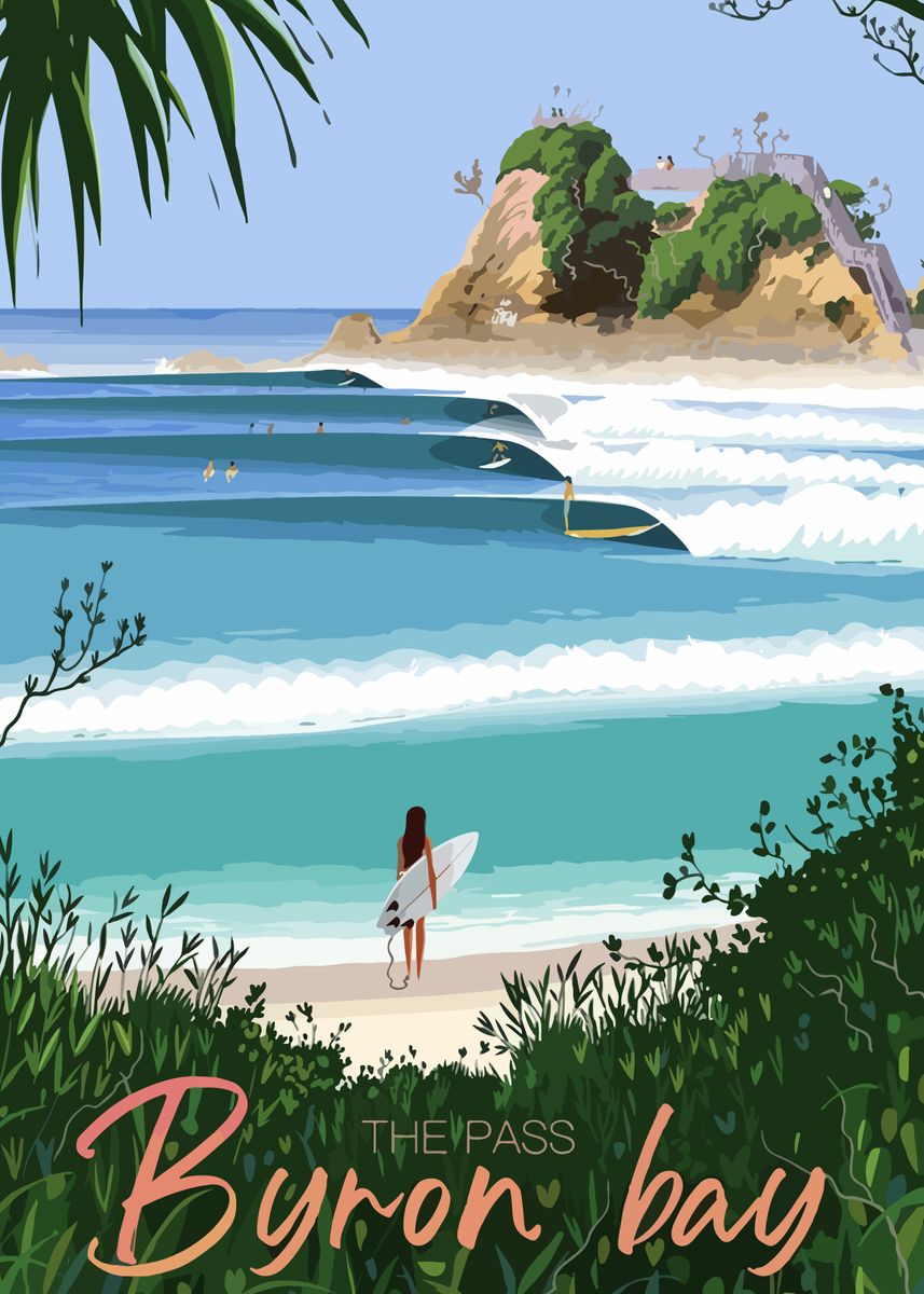 'Travel to byron bay' Poster, picture, metal print, paint by Leonardo ...