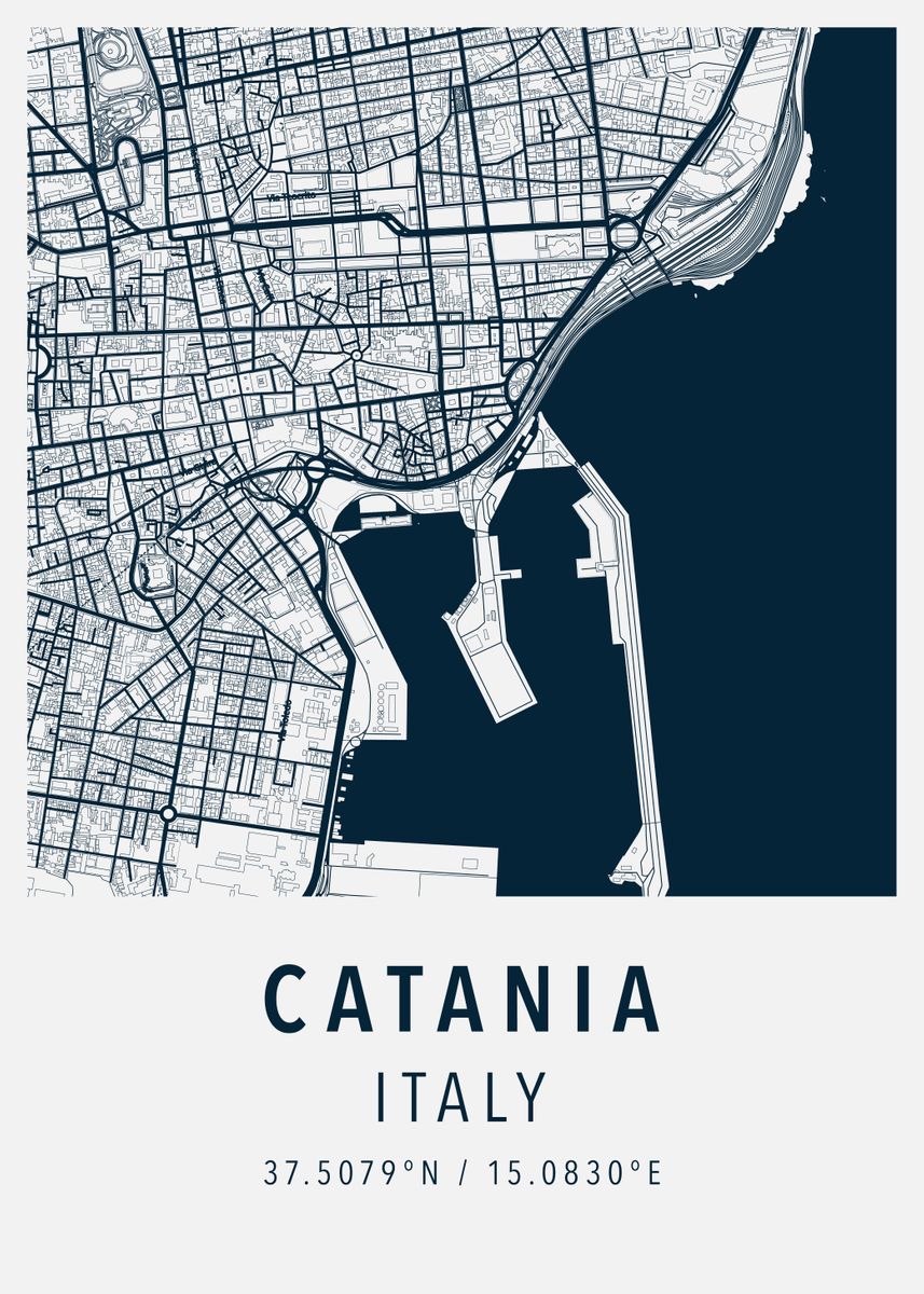 'catania simple map' Poster by Denise Zendejas | Displate