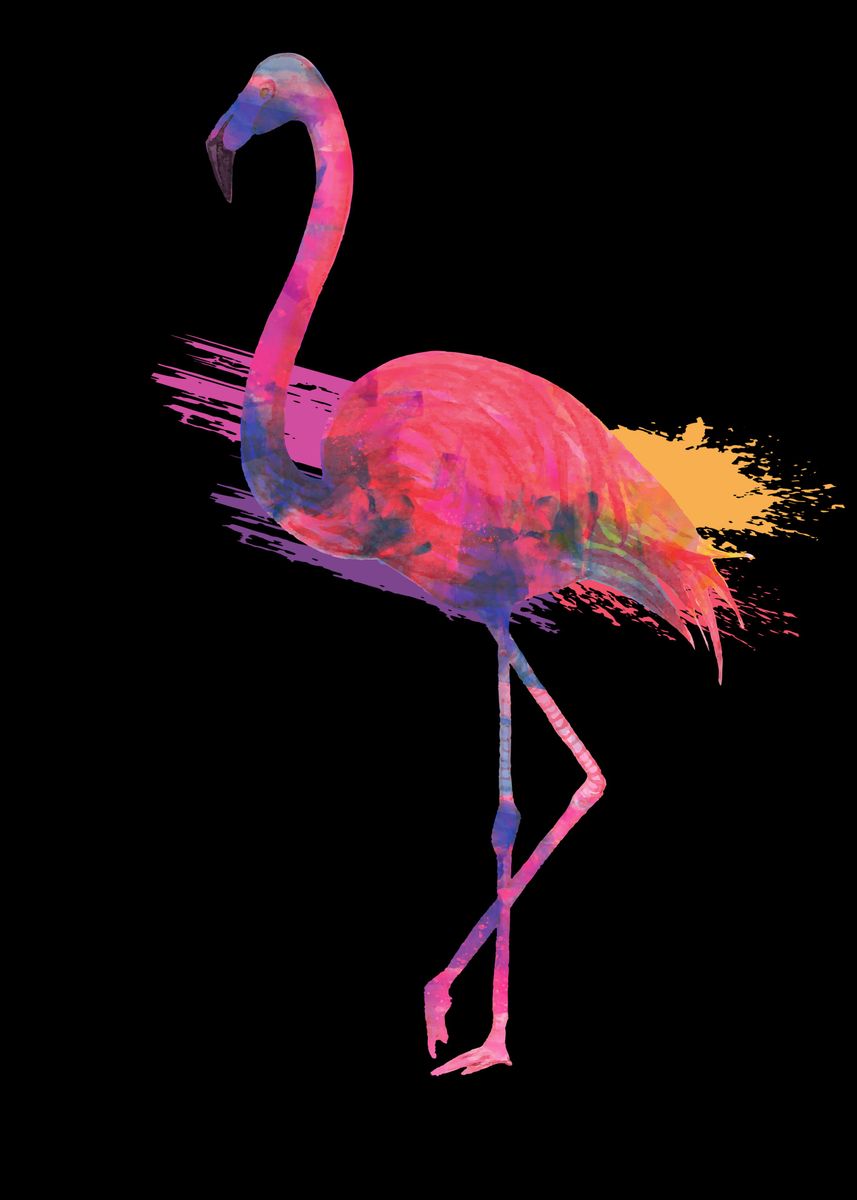'Flamingo Sunset Aquarell' Poster by Chris Feil | Displate