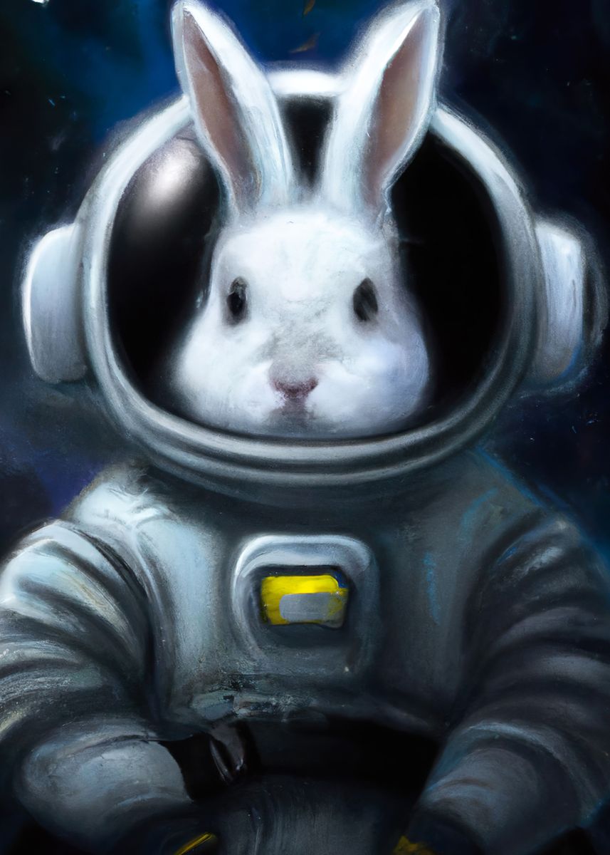 'Rabbit in Space' Poster, picture, metal print, paint by maxdesign ...
