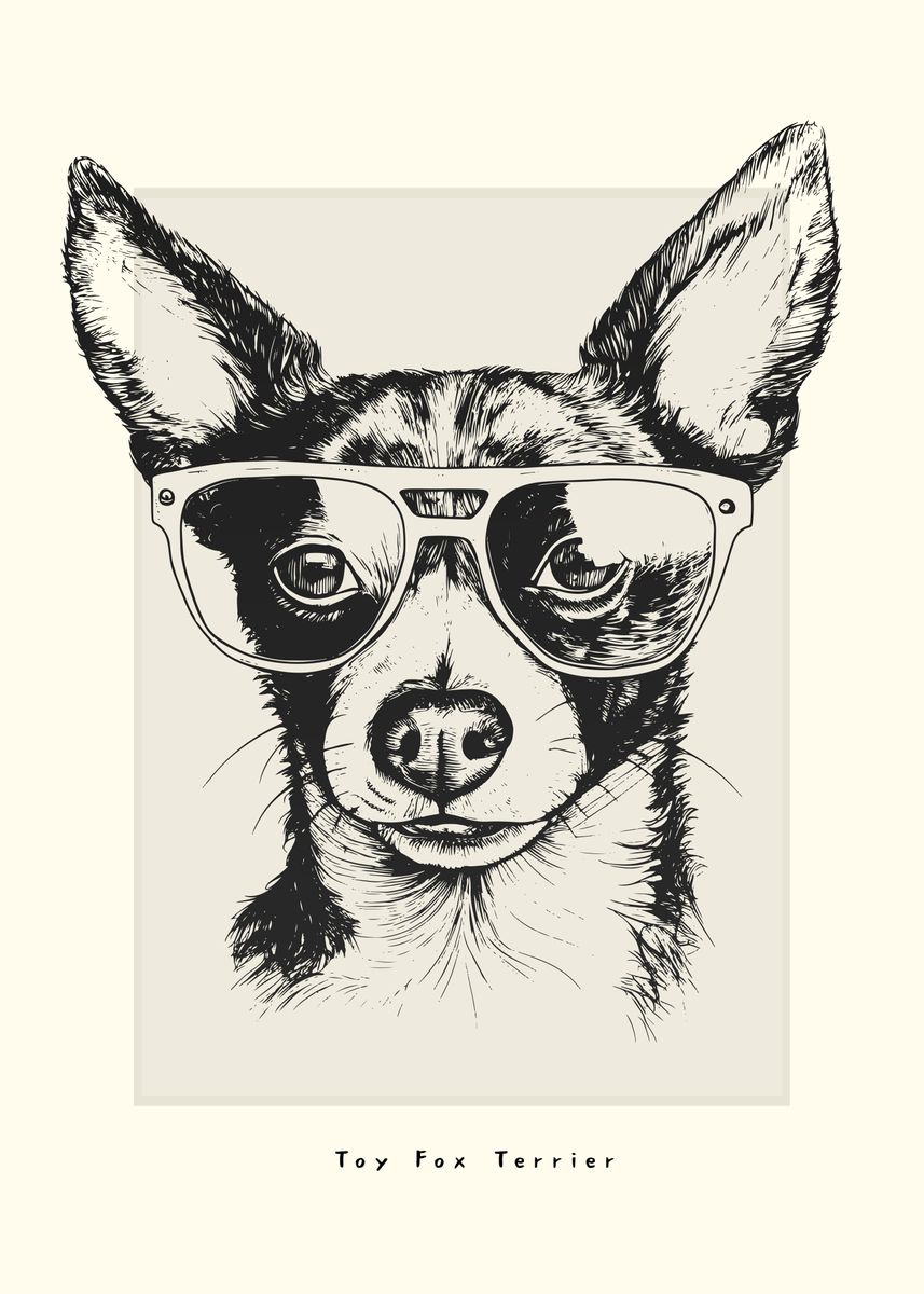 'Toy Fox Terrier Sketch' Poster, picture, metal print, paint by Rafael Dxgn | Displate