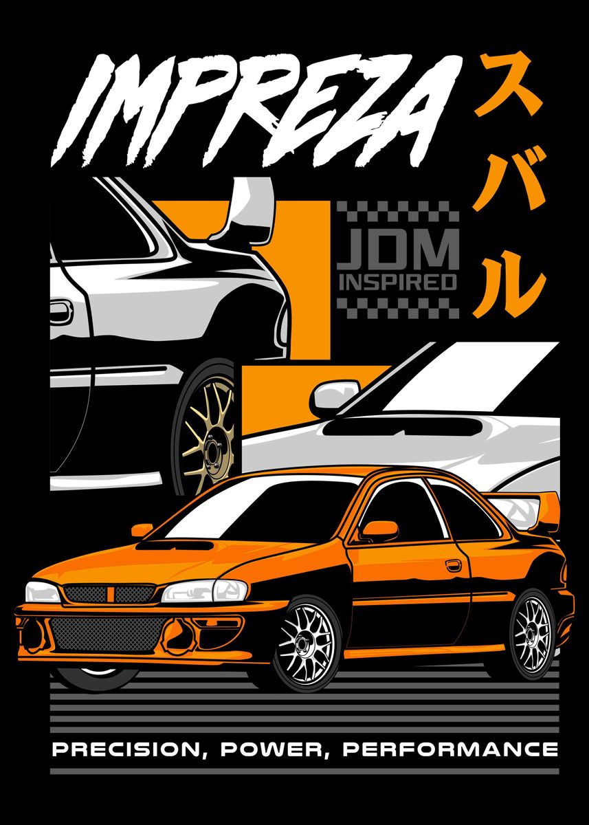 'Subaru Impreza' Poster, picture, metal print, paint by Iqbal harris ...