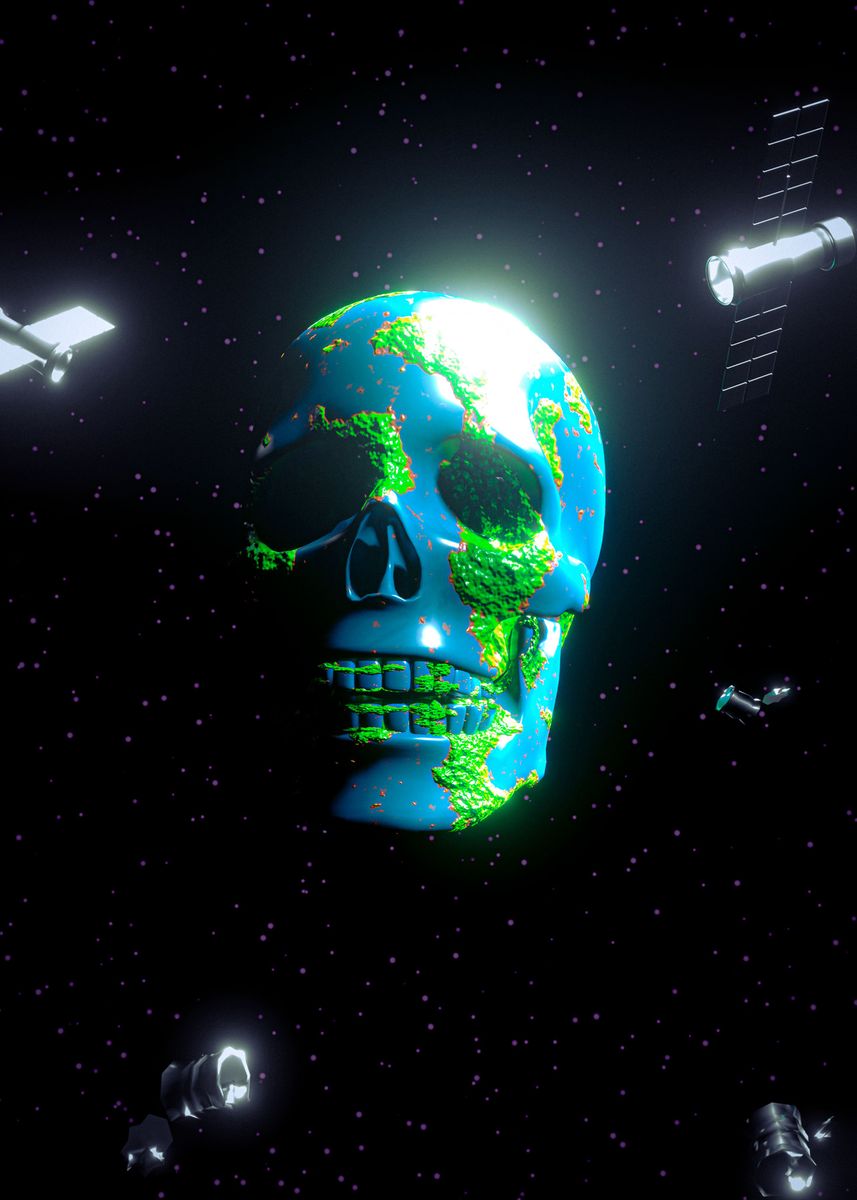 'Skull Planet' Poster, picture, metal print, paint by Techonalta | Displate