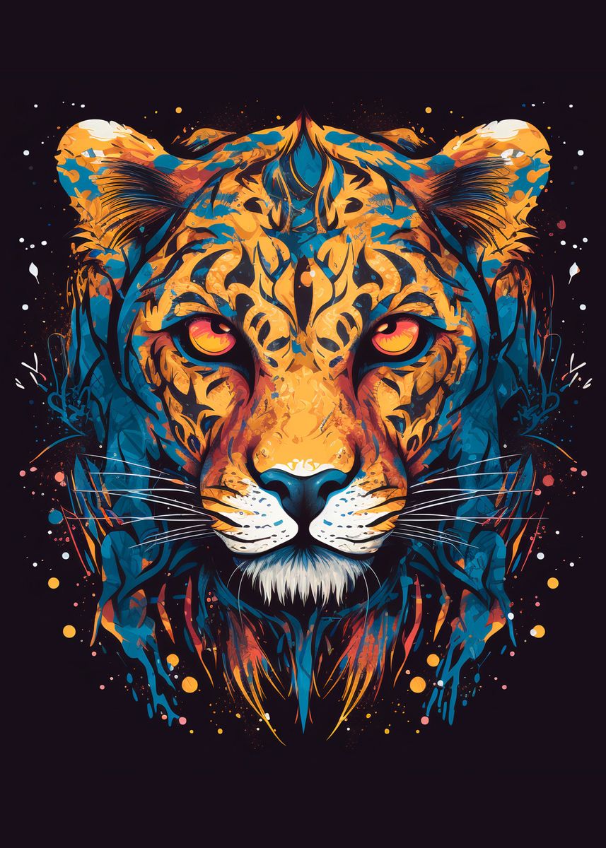 'Black Leopard Face' Poster, picture, metal print, paint by Luke Vassel ...