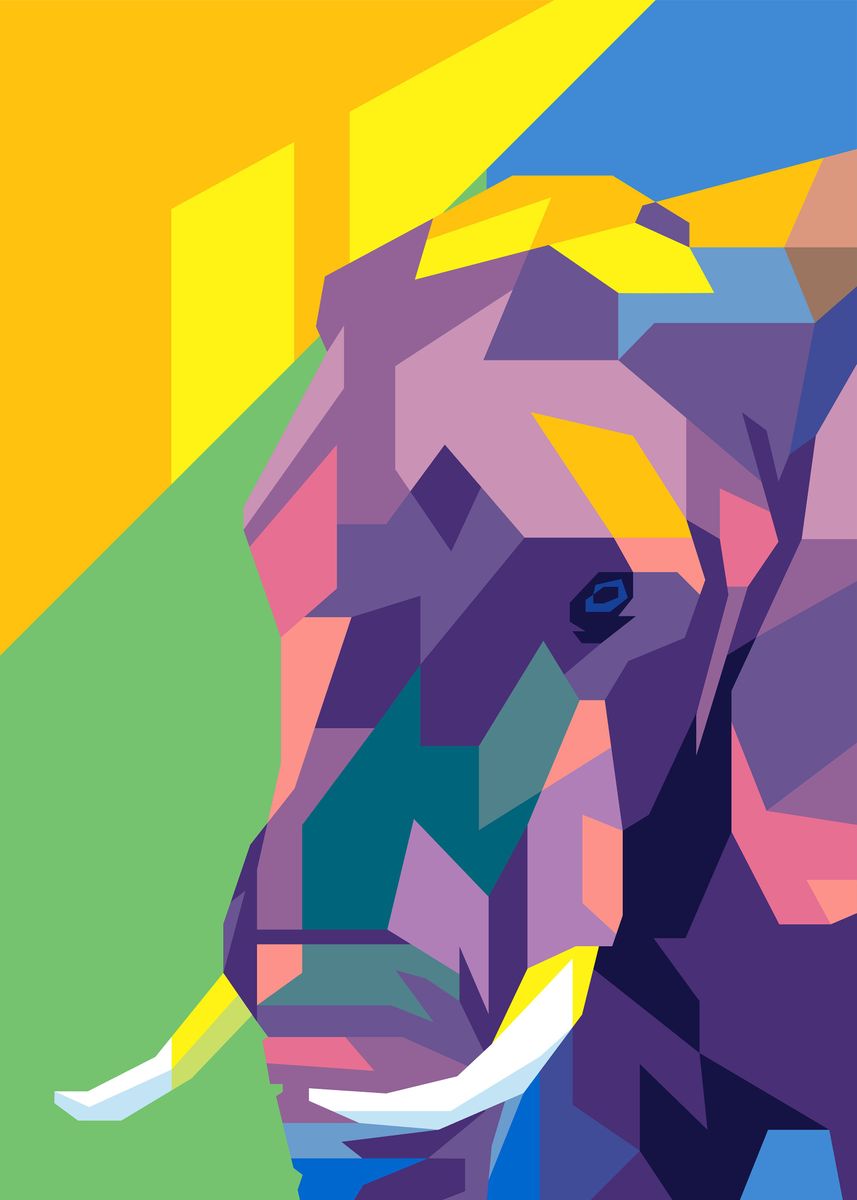 'Elephant Pop Art' Poster, picture, metal print, paint by Indra | Displate