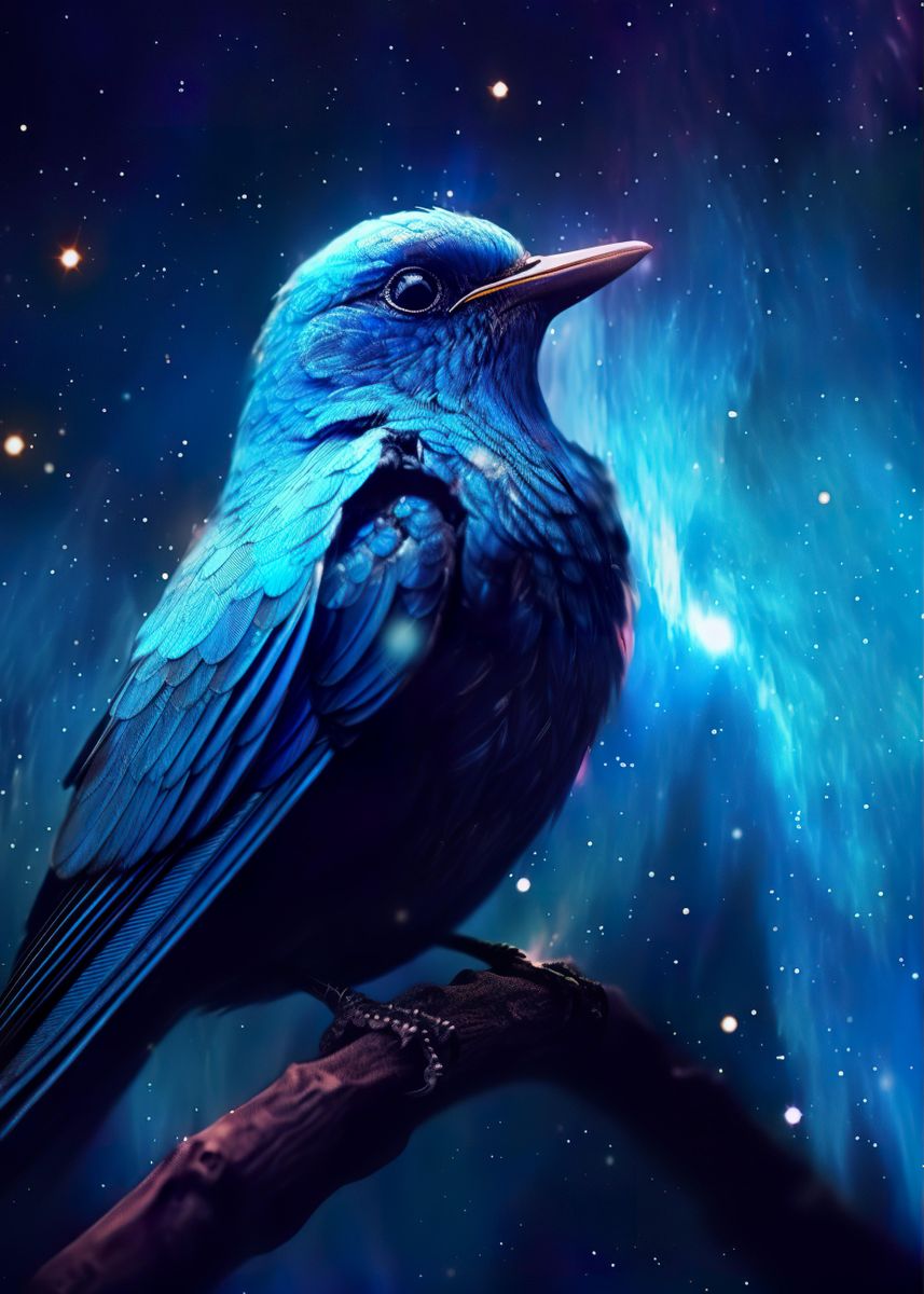 'Cosmic Bird' Poster, picture, metal print, paint by PosterSuite | Displate