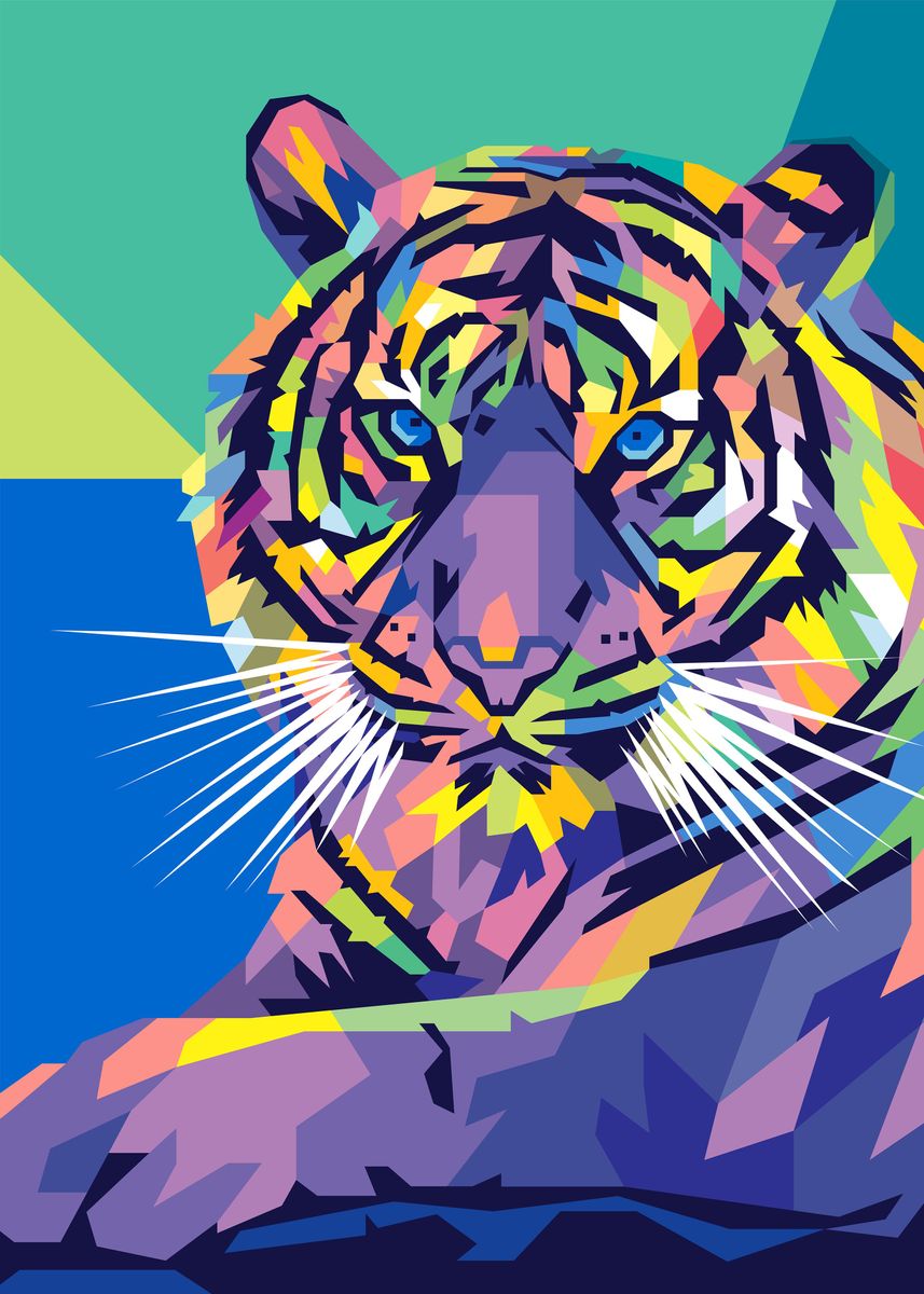 'Tiger Pop Art' Poster, picture, metal print, paint by Indra | Displate