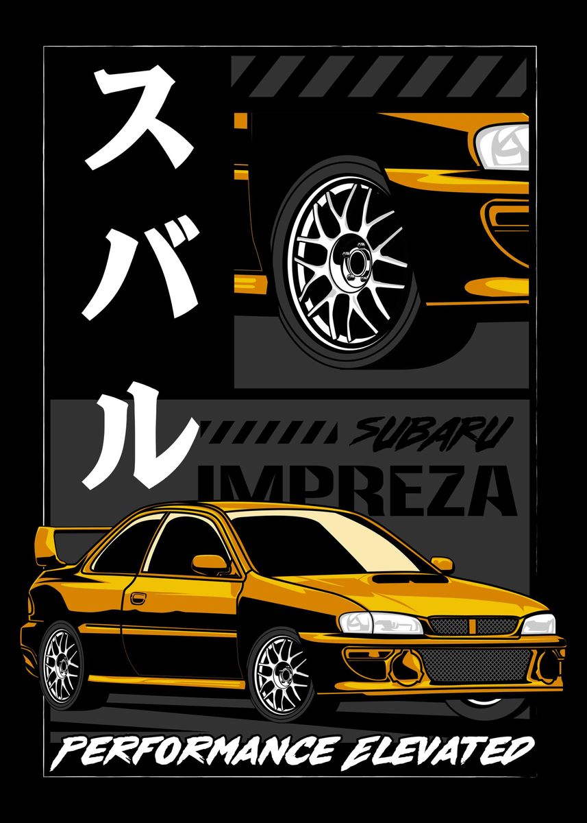 'Subaru Car' Poster, picture, metal print, paint by Iqbal harris | Displate
