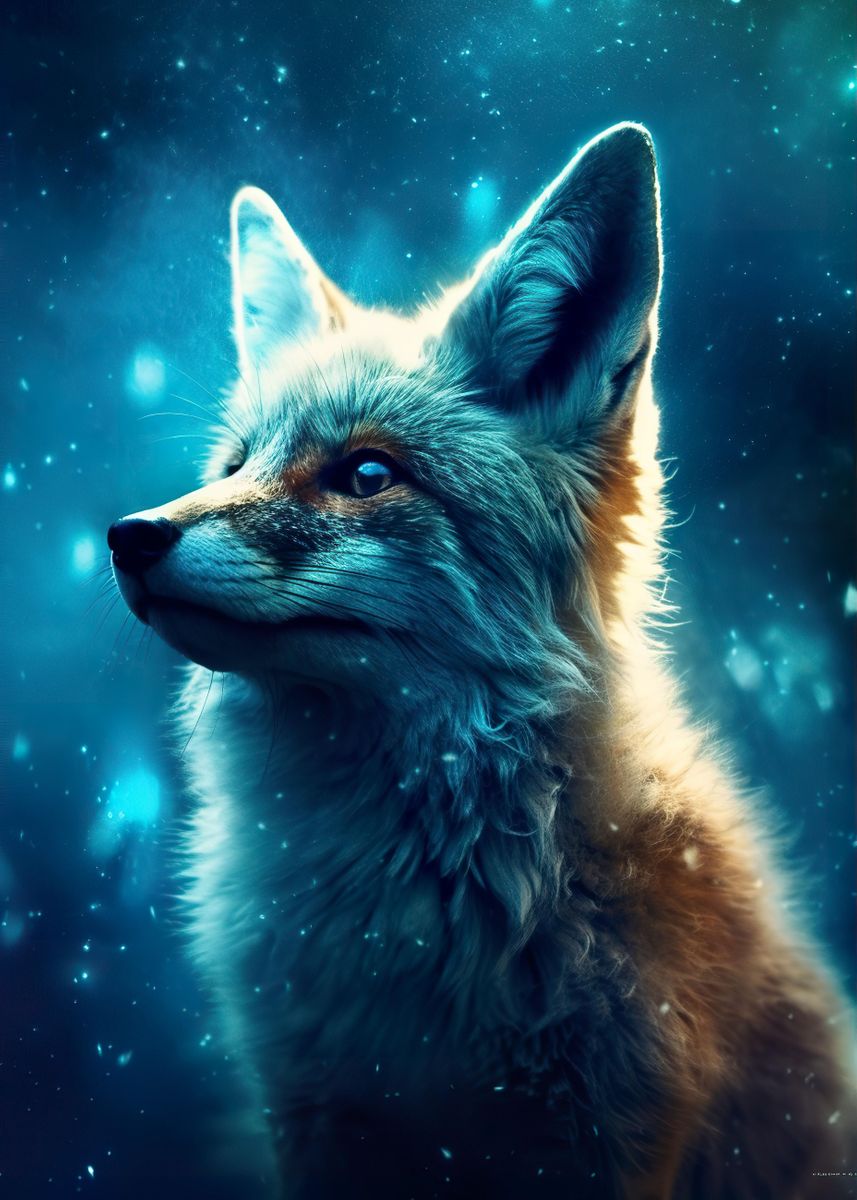 'Cosmic Fox' Poster, picture, metal print, paint by PosterSuite | Displate
