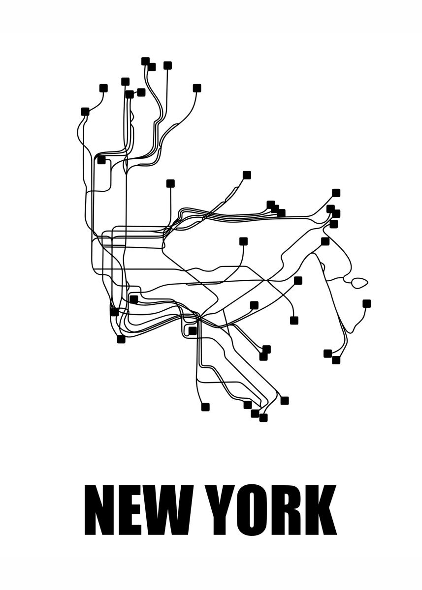 'New York White Subway Map' Poster by Sky Creative | Displate