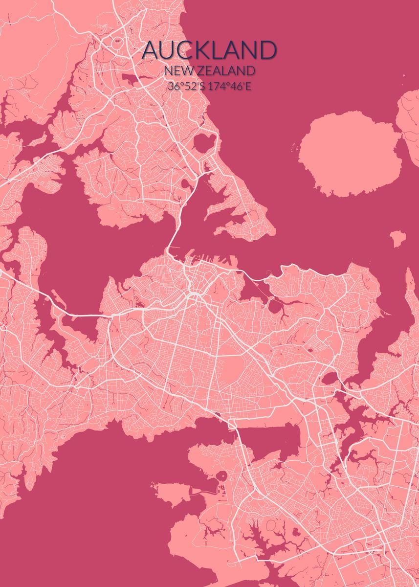 'Auckland Pink Rose Map' Poster by dkDesign | Displate