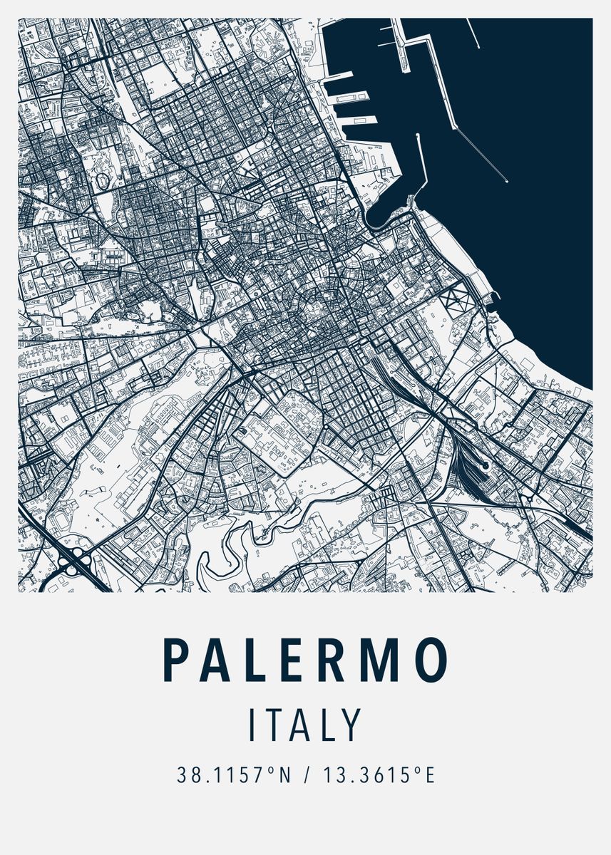 'palermo simple map' Poster, picture, metal print, paint by Denise ...
