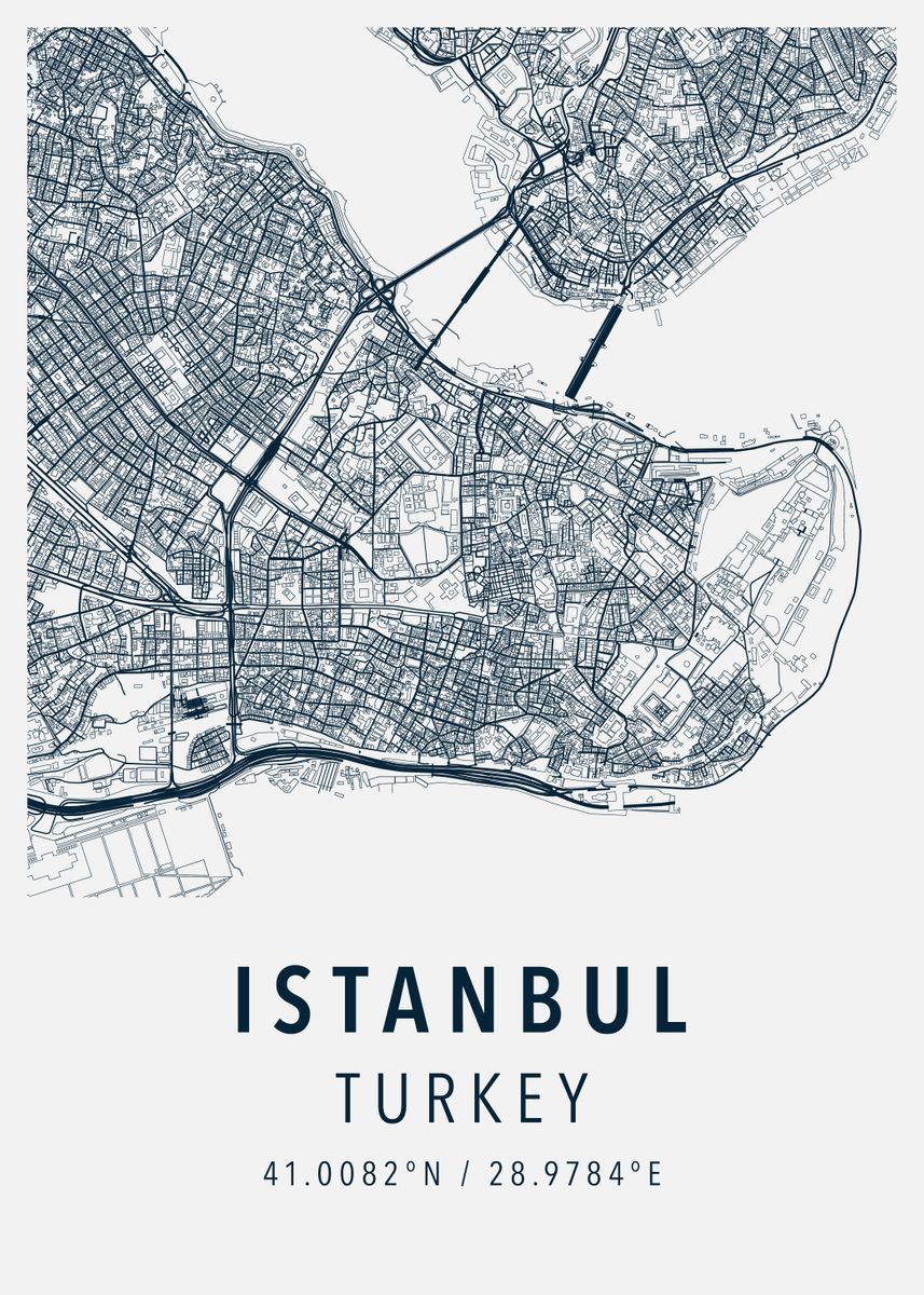 'istanbul simple map' Poster, picture, metal print, paint by Denise ...