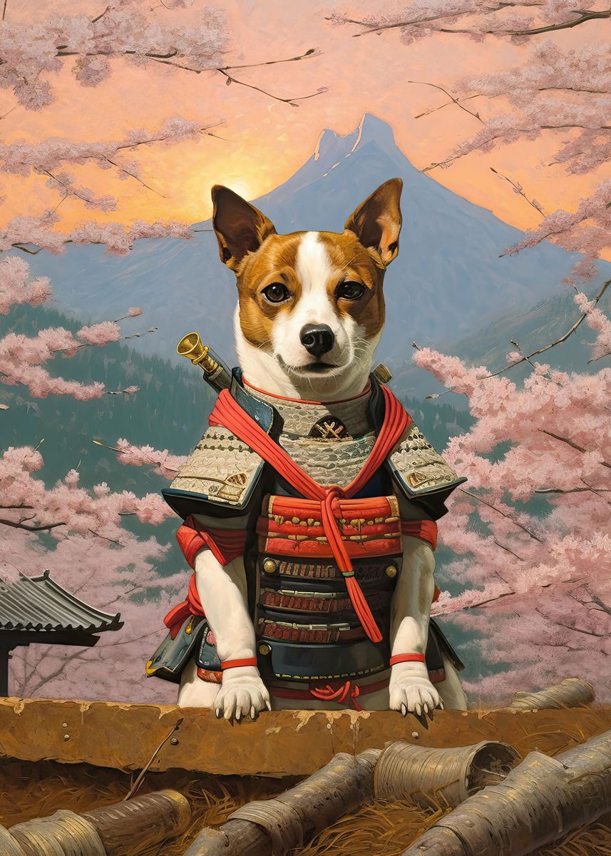 'Jack Russell Dog Samurai' Poster, picture, metal print, paint by ...
