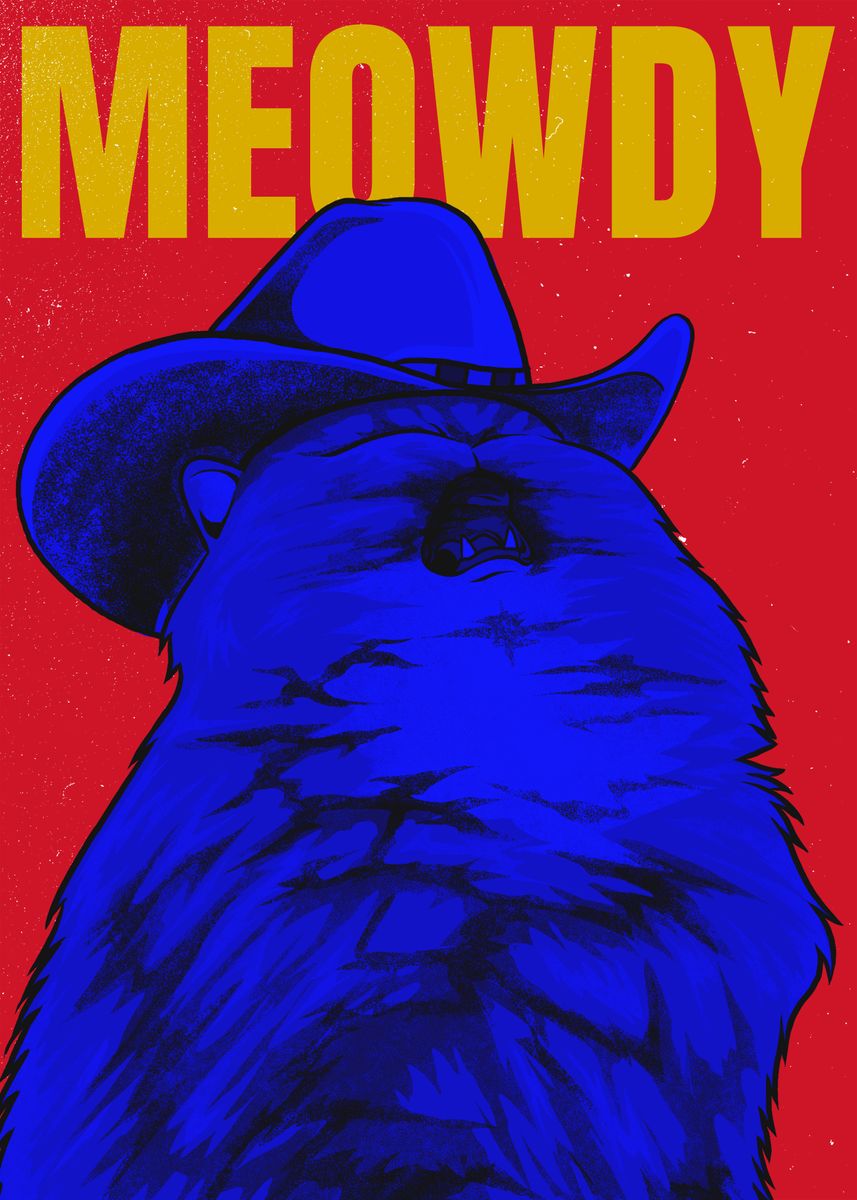 'Cowboy Cat Meme' Poster, picture, metal print, paint by Mikhaila ...