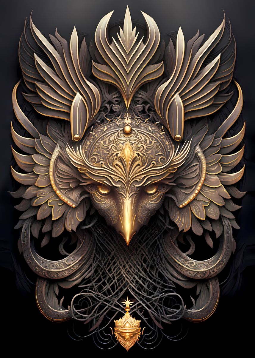 'Mystic Golden God Phoenix' Poster, picture, metal print, paint by ...