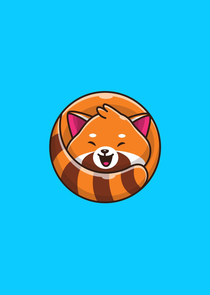 'Cute Happy Red Panda ' Poster, picture, metal print, paint by catalyst ...