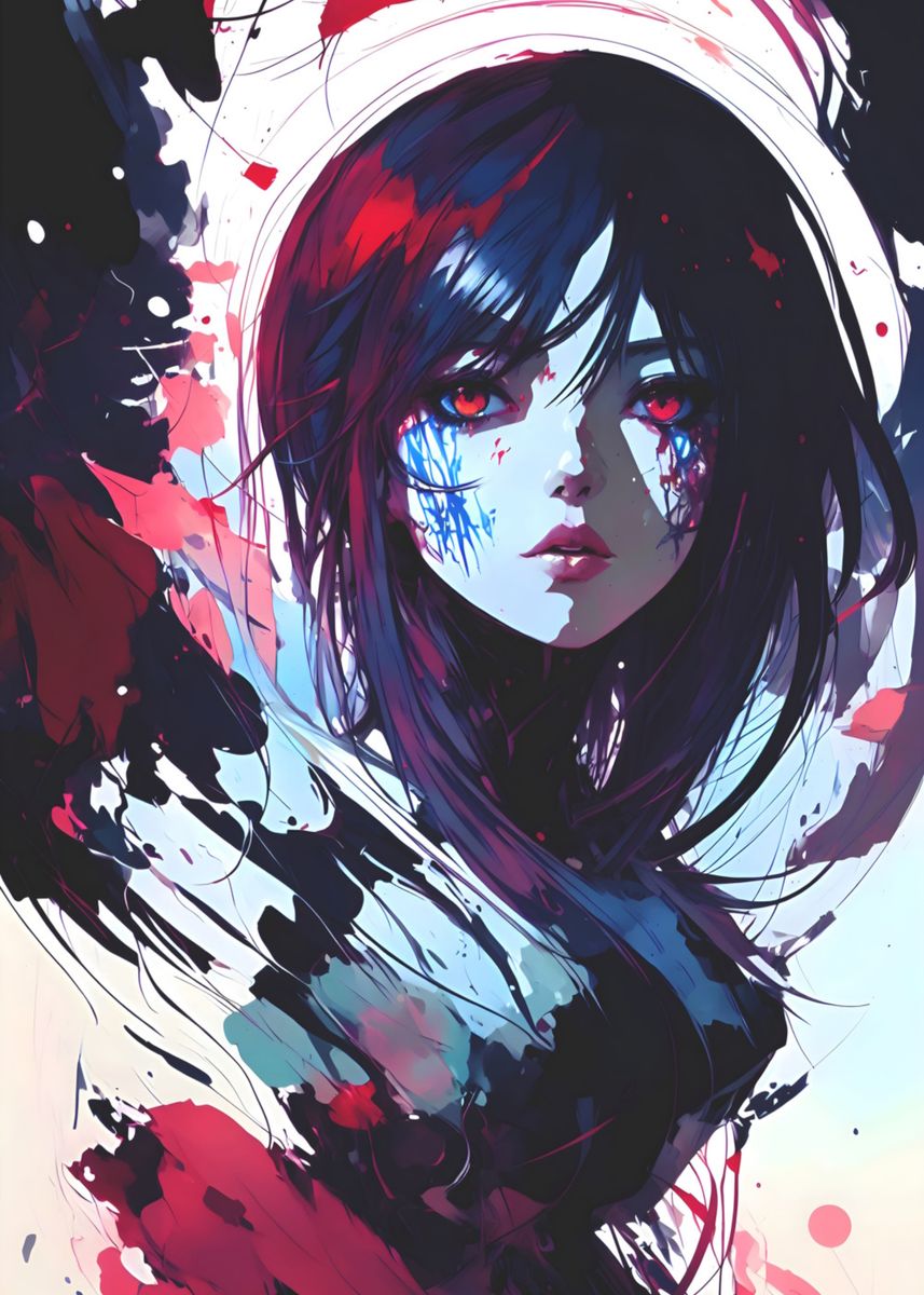 'Abstract Manga Girl' Poster, picture, metal print, paint by Wyld Tribe ...