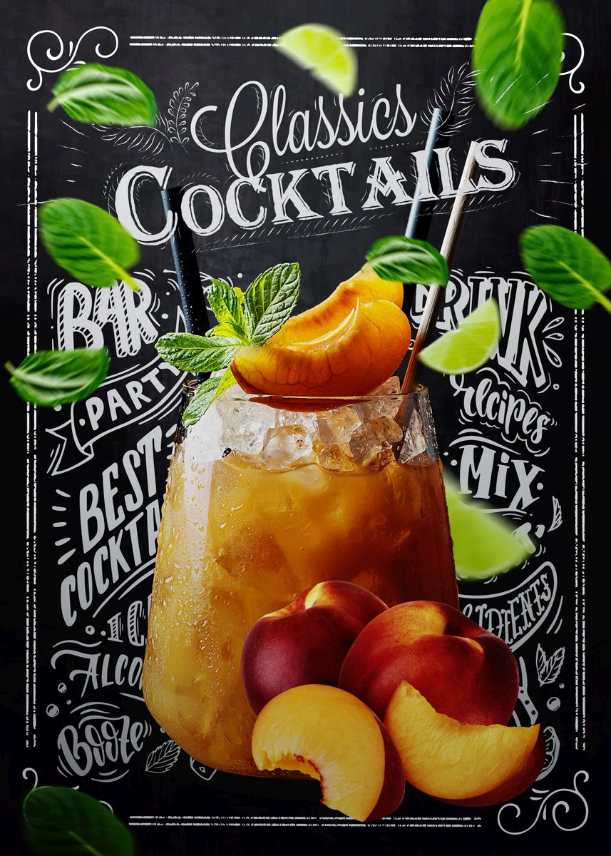 'Peach Mint Cocktail' Poster by Stefan Merz | Displate