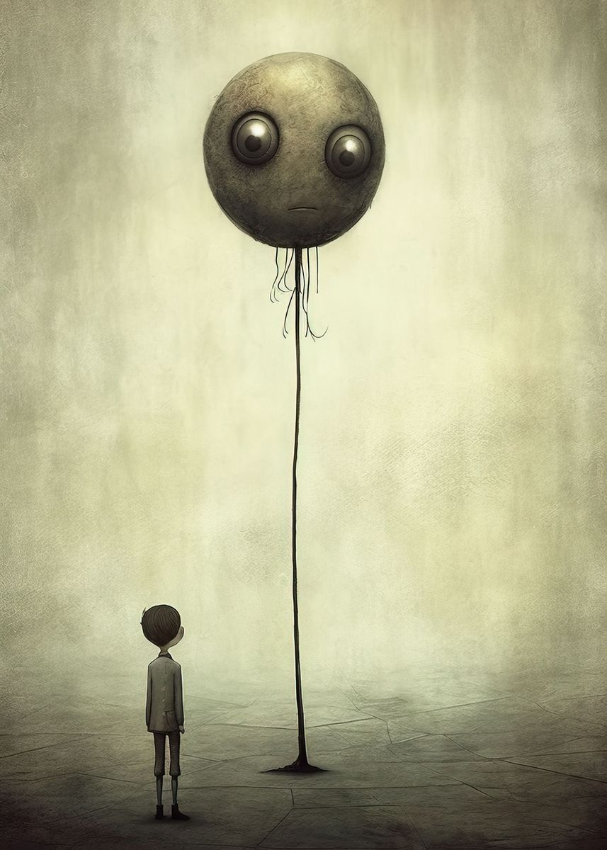 'Creepy Horror Balloon' Poster, picture, metal print, paint by Ilyrin ...