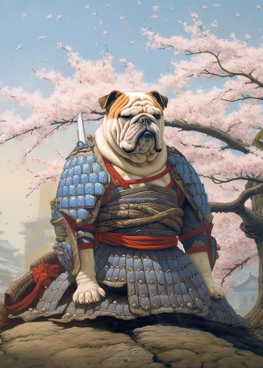 'English Bulldog Samurai' Poster, picture, metal print, paint by ...