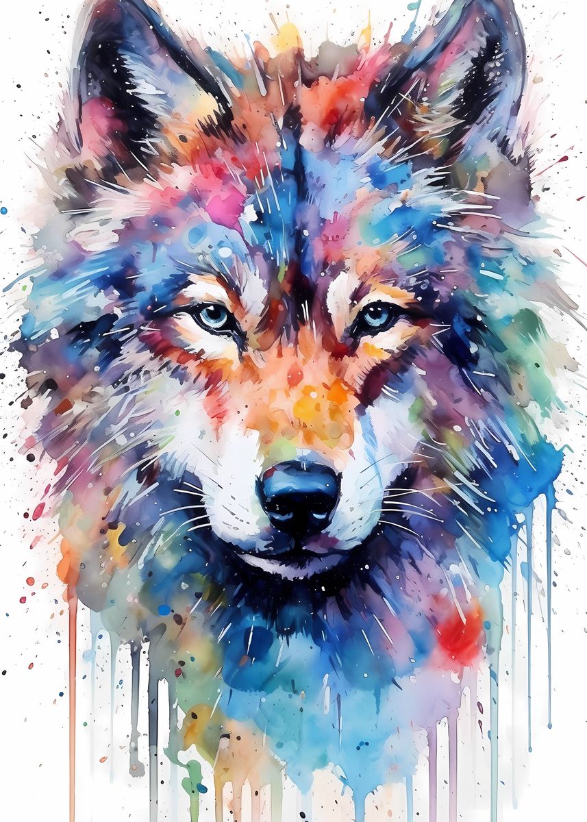 'Wolf Watercolors' Poster, picture, metal print, paint by DecoyDesign ...