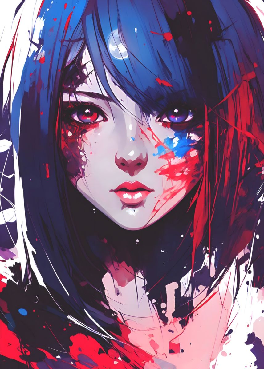 'Abstract Anime Girl' Poster, picture, metal print, paint by Wyld Tribe ...