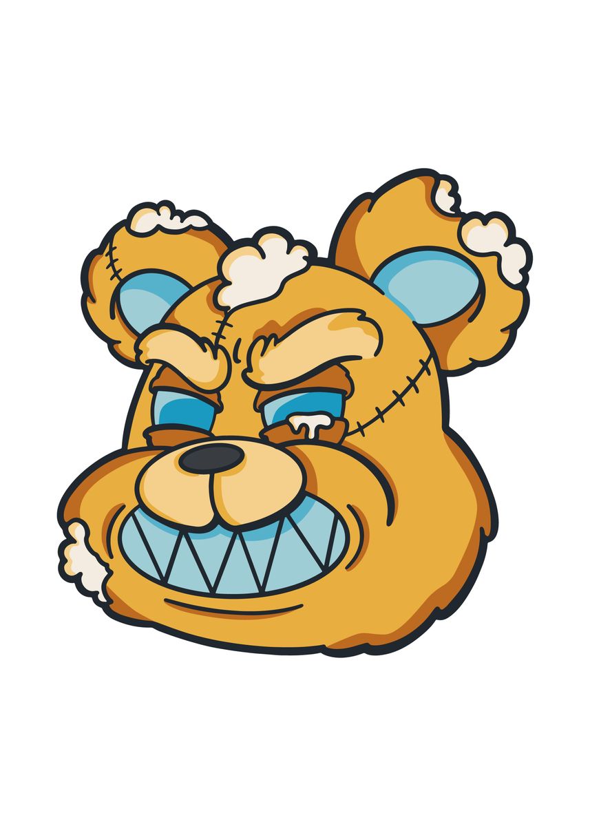 'Angry teddy bear design' Poster, picture, metal print, paint by ...