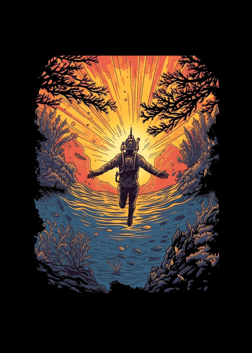 'Scuba Diving Diver Dive' Poster, picture, metal print, paint by ...