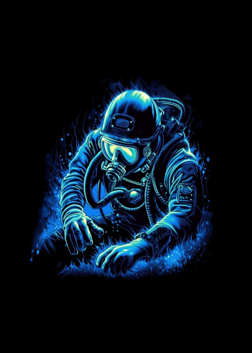 'Deep Sea Diving Scuba' Poster, picture, metal print, paint by ...