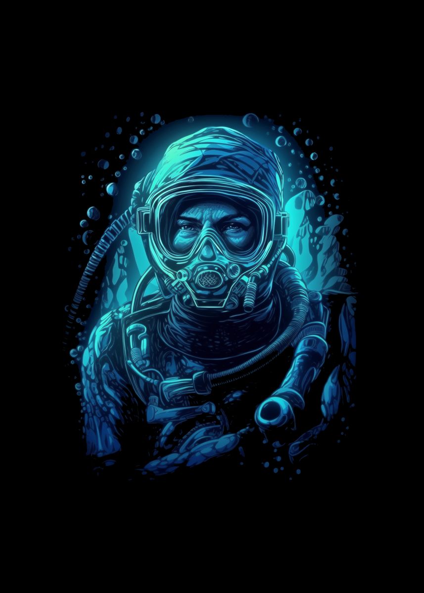 'Deep Sea Diving Scuba' Poster, picture, metal print, paint by ...