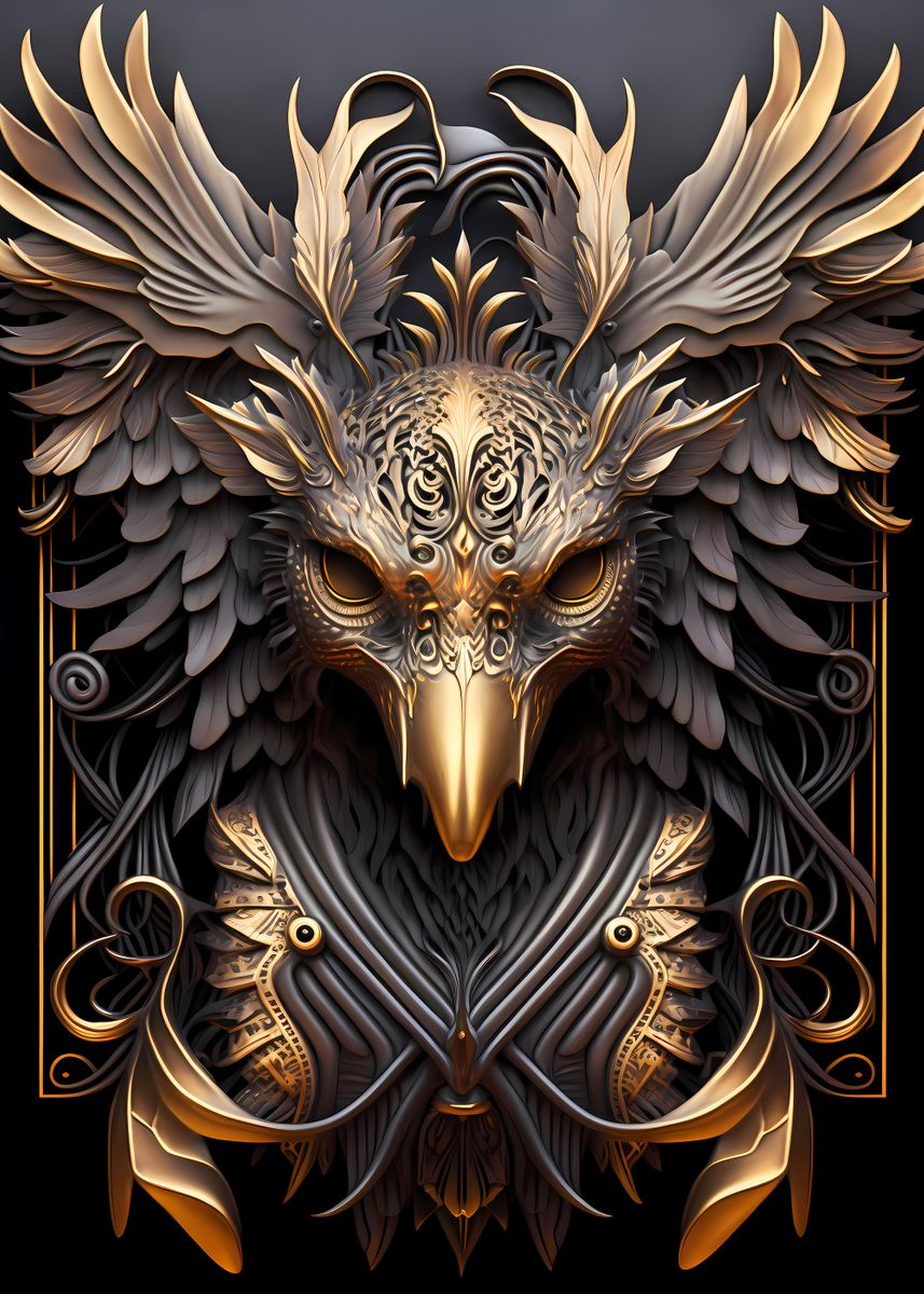 'Golden Phoenix God' Poster, picture, metal print, paint by Luong Phat ...