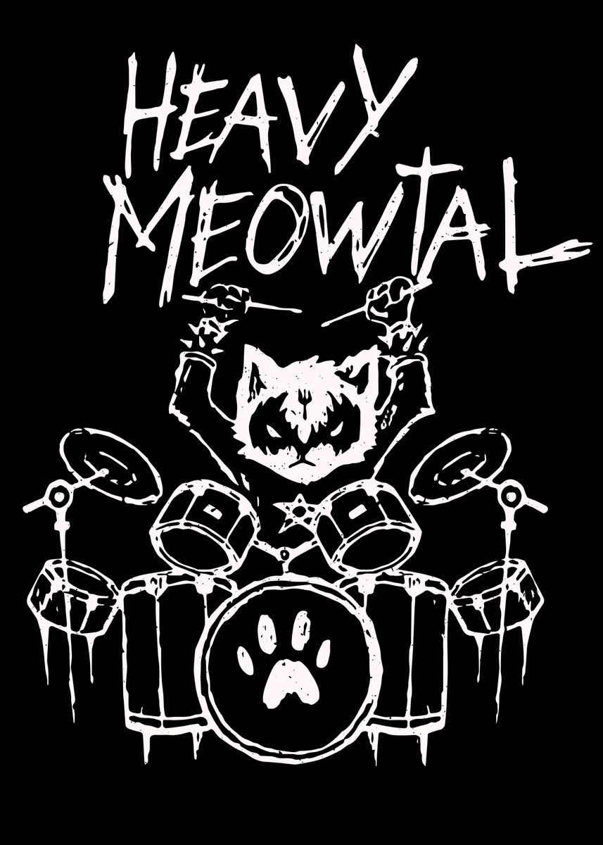 'Heavy Meow Metal Fun' Poster, picture, metal print, paint by Chris ...