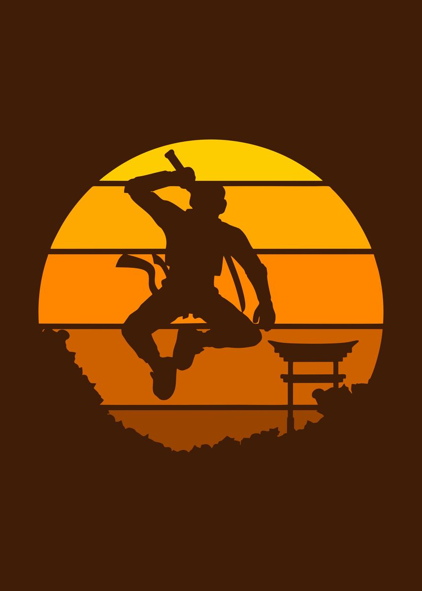 'Samurai Japan Silhouette 4' Poster by REZ DESIGN | Displate