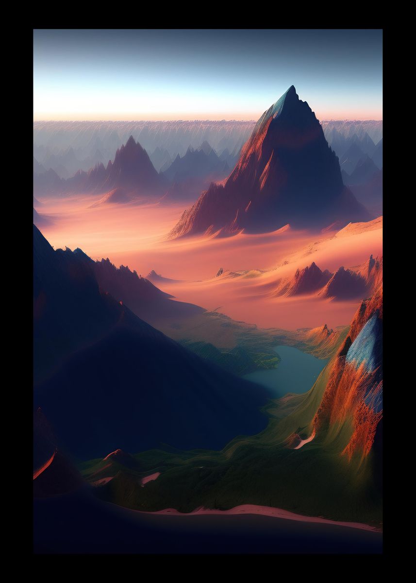 'Sandy Field Near Mountains' Poster, picture, metal print, paint by ...