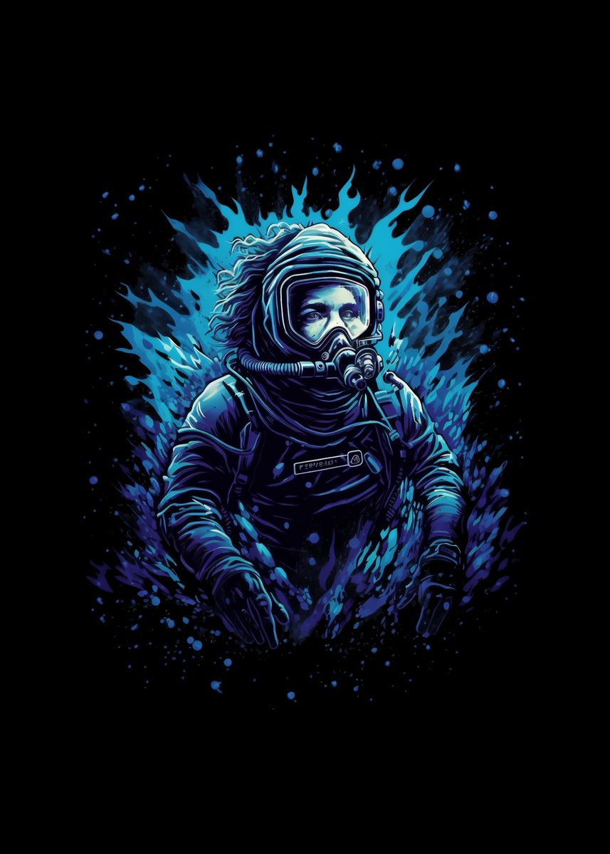 'Deep Sea Diving Scuba' Poster, picture, metal print, paint by ...