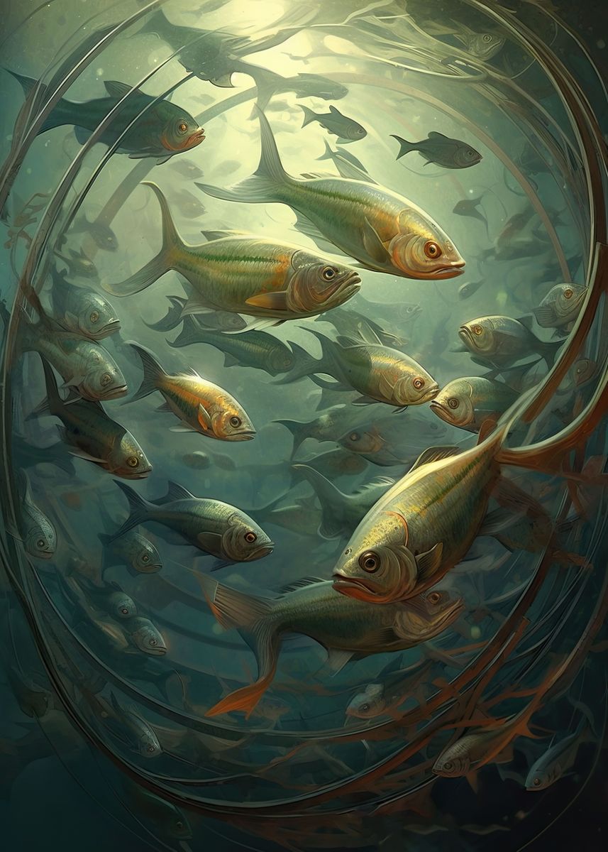 'Fish' Poster, picture, metal print, paint by NAMA | Displate