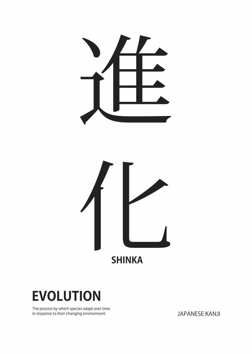 'kanji meaning evolution' Poster, picture, metal print, paint by Ratna ...