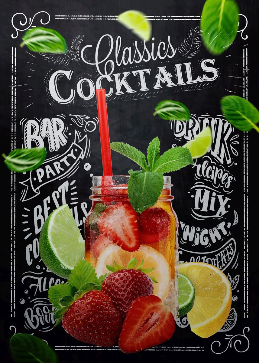 'Fruit Lemonade Cocktail' Poster, picture, metal print, paint by Stefan ...