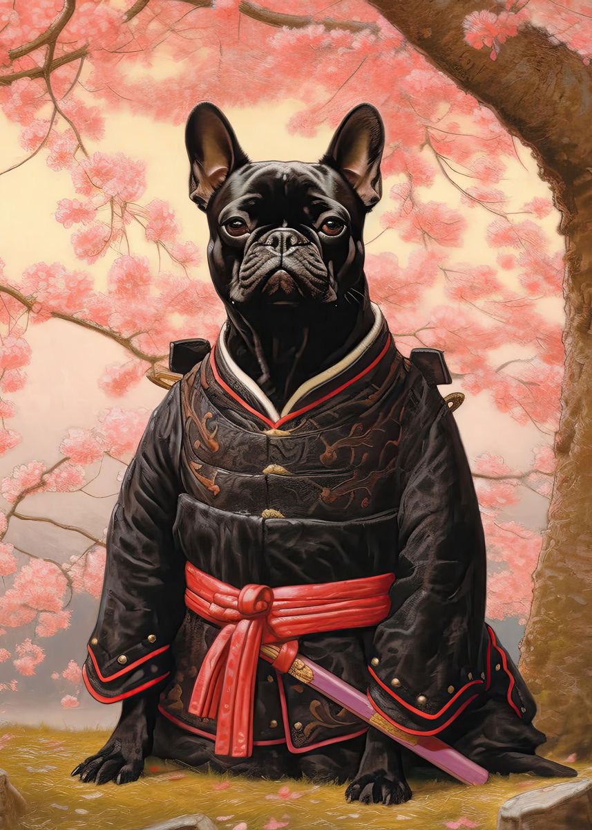 'French Bulldog The Samurai' Poster, picture, metal print, paint by PetPrints | Displate