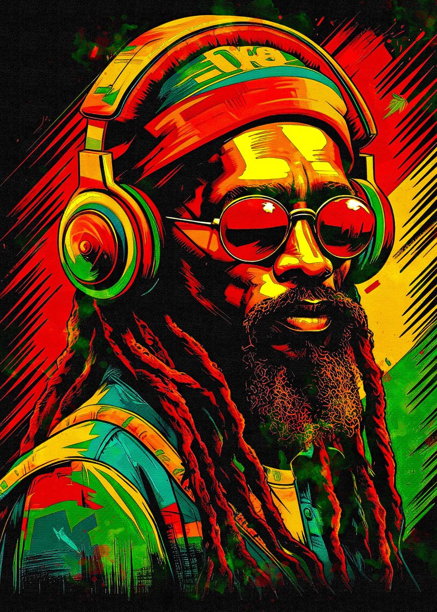 'Reggae Man' Poster, picture, metal print, paint by tricky dee | Displate